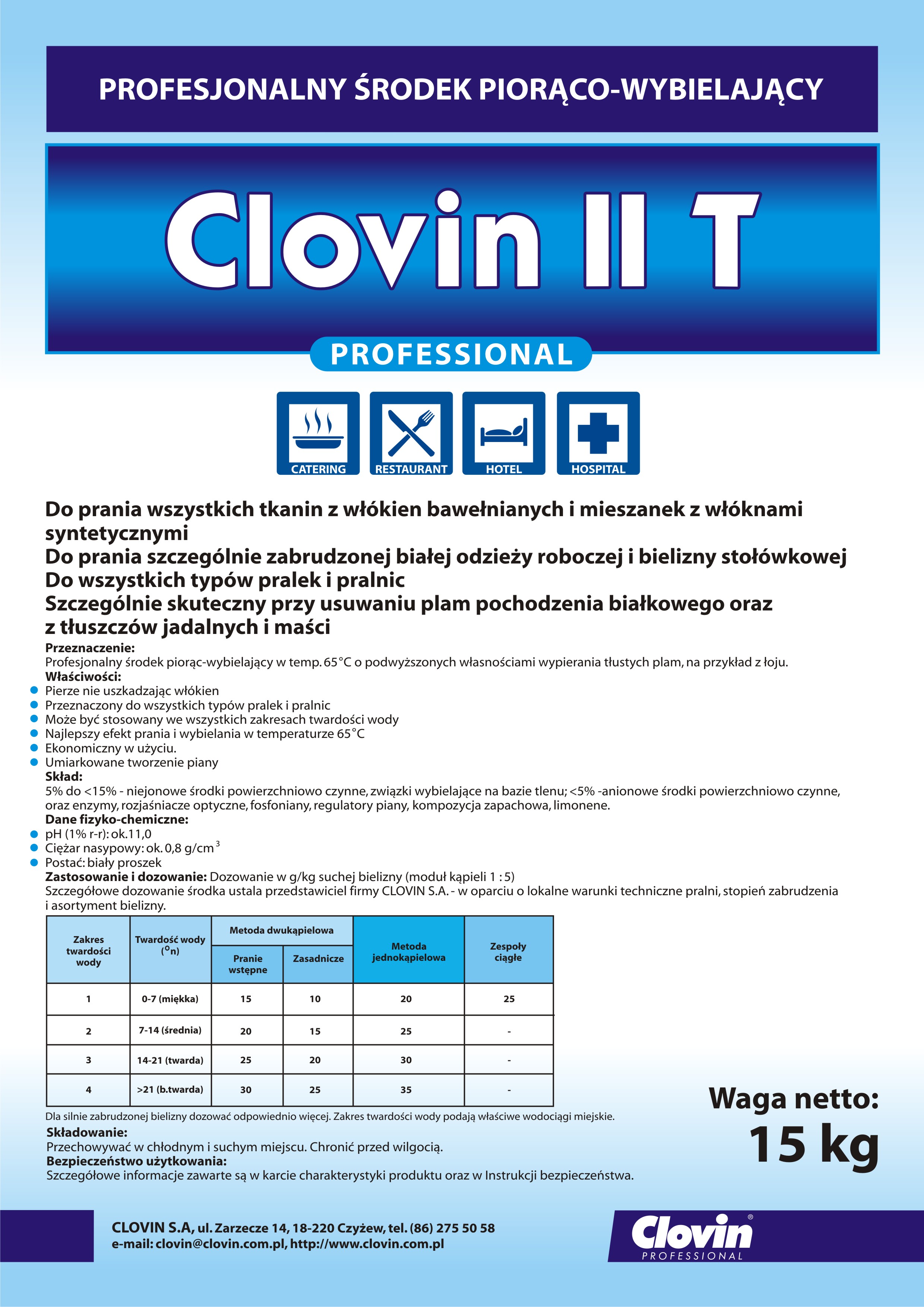 Clovin II T koncentrat do tłustych plam 15 kg | Sklep CLOVIN